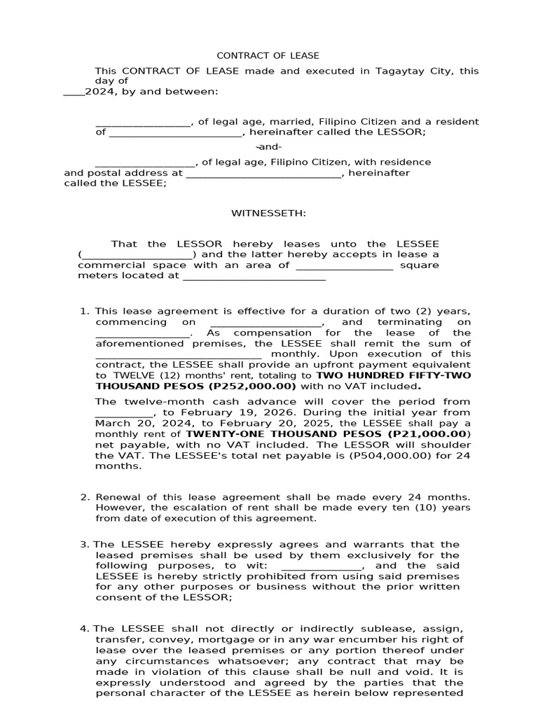 CONTRACT OF LEASE BUILDING | PDF | Lease | Leasehold Estate