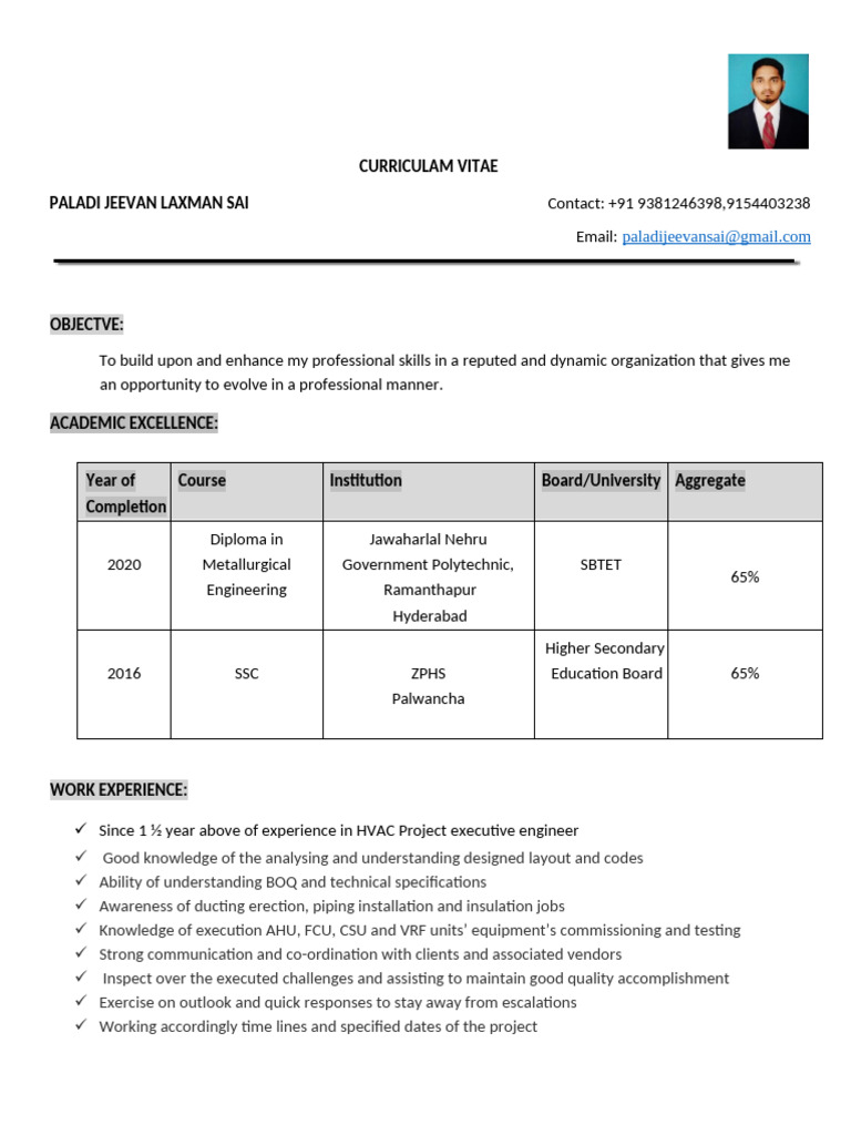 HVAC Jeevan resume- Copy | PDF