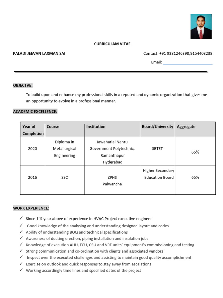 HVAC Jeevan Resume | PDF