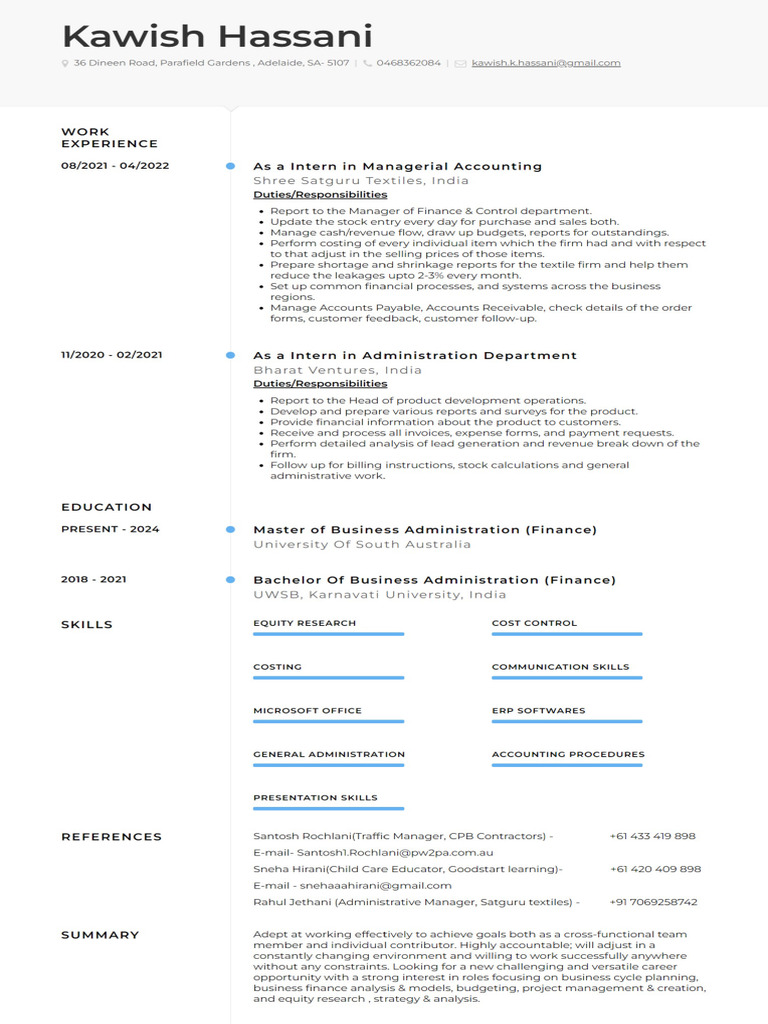 Kawish Kishan Hassani CV | PDF