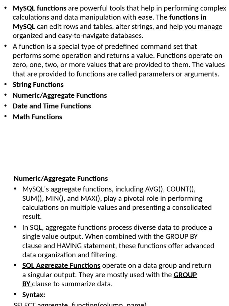 Functions MYSQL Uint2 | PDF | Numbers | Parameter (Computer Programming)