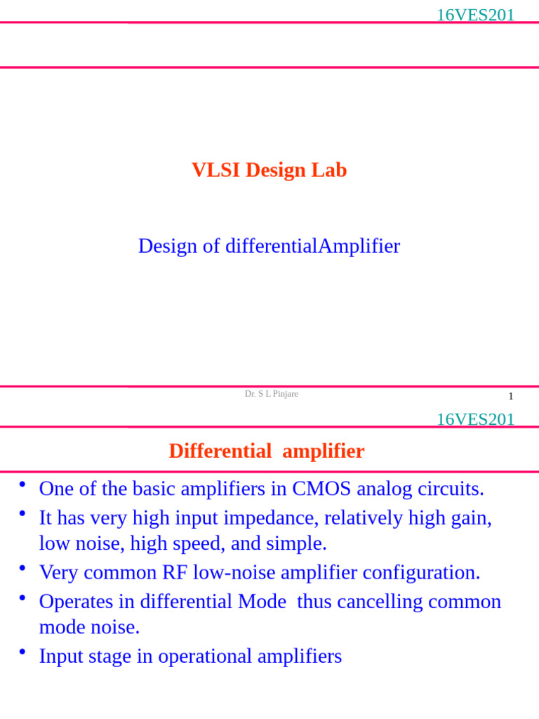LTSPICE - 05 - VLSI - DEsign - Lab - Diff - Amp | PDF | Amplifier | Electromagnetism