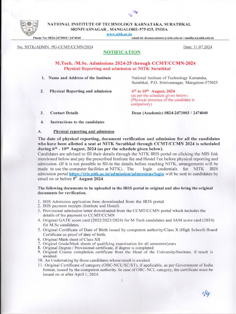 CCMT CCMN 2024 Notification | PDF