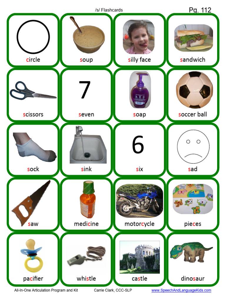 Articulation Program: /s/ and /z/ Sounds | PDF