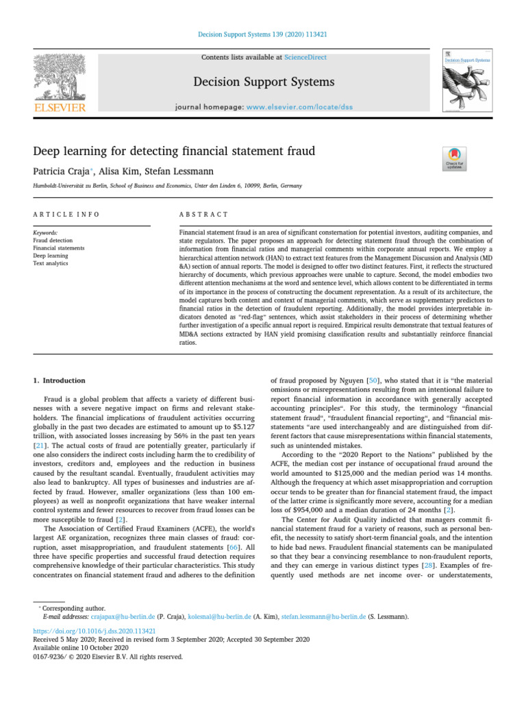 Craja2020 - Deep Learning For Fin Fraud Detection | PDF | Receiver ...