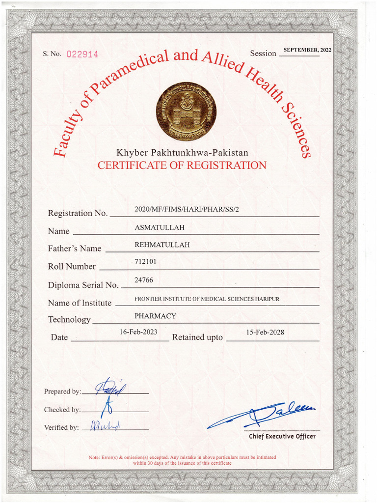 Pharmacy Registration Certificate | PDF