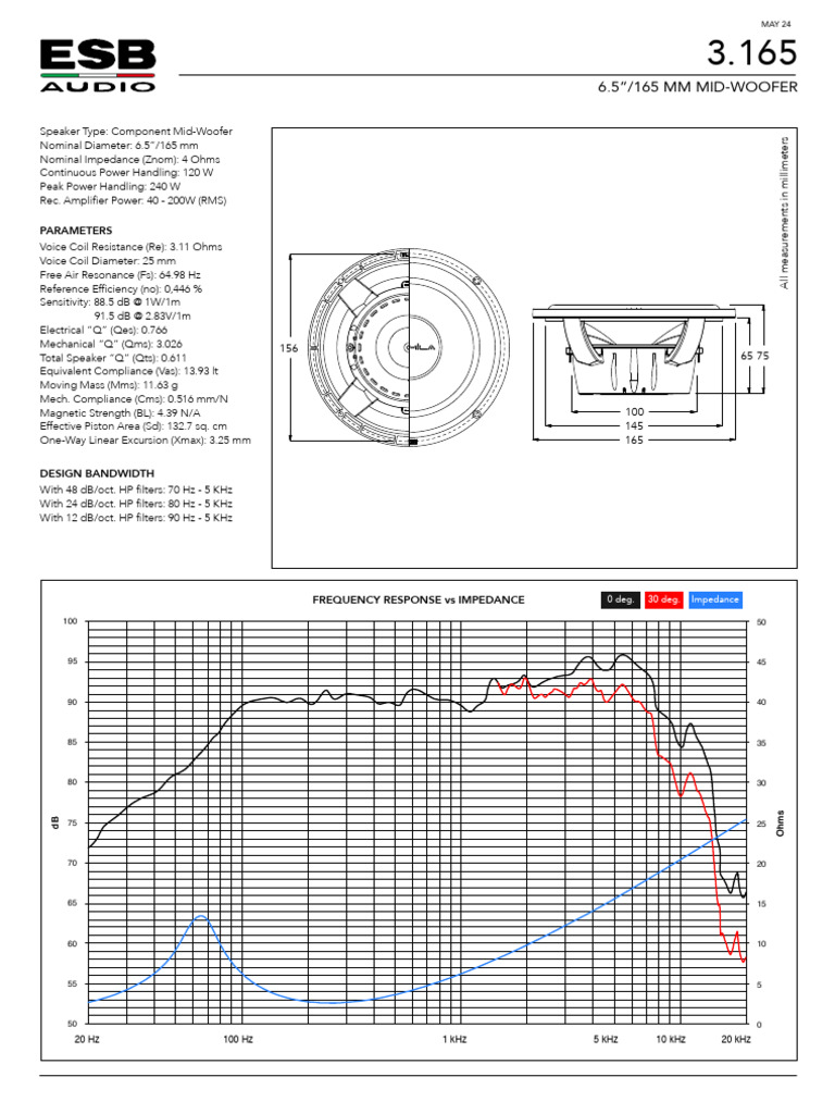 Data Sheet 3.165 ESB | PDF | Loudspeaker | Computer Engineering