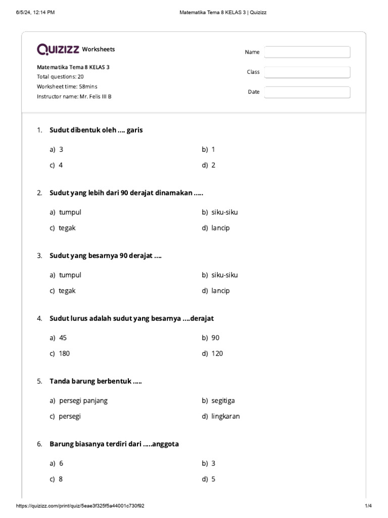 matematika-tema-8-kelas-3-quizizz-pdf