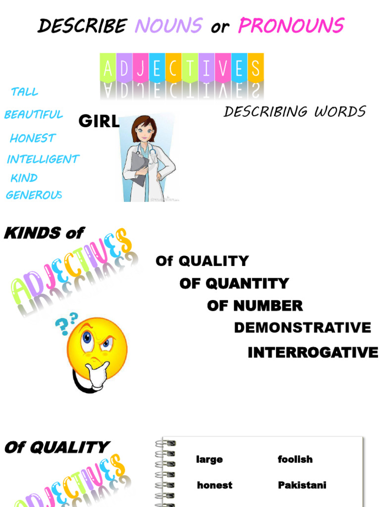 KINDS of ADJECTIVES LECTURE 1 | PDF | Noun | Adjective