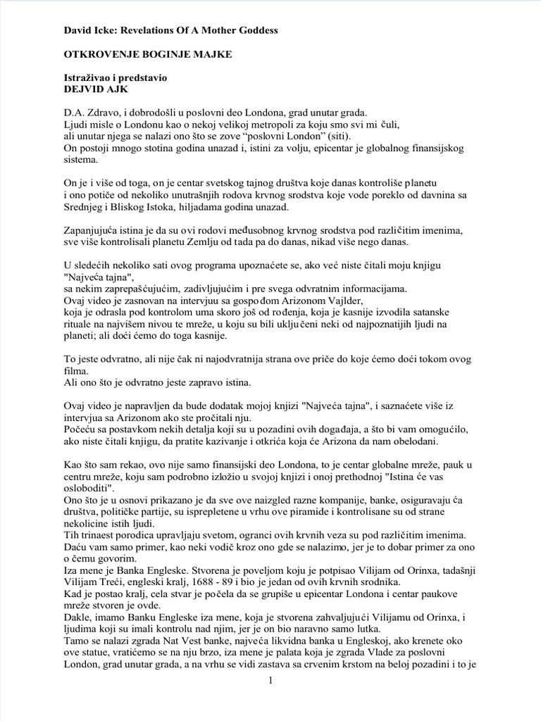 Ajk Dejvid Otkrovenje Boginje Majke | PDF