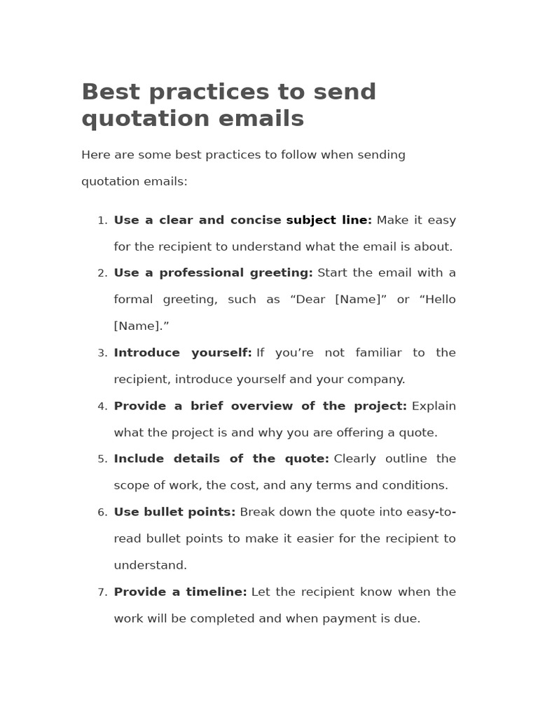 Best Practices for Quotation Emails | PDF | Prices | Business