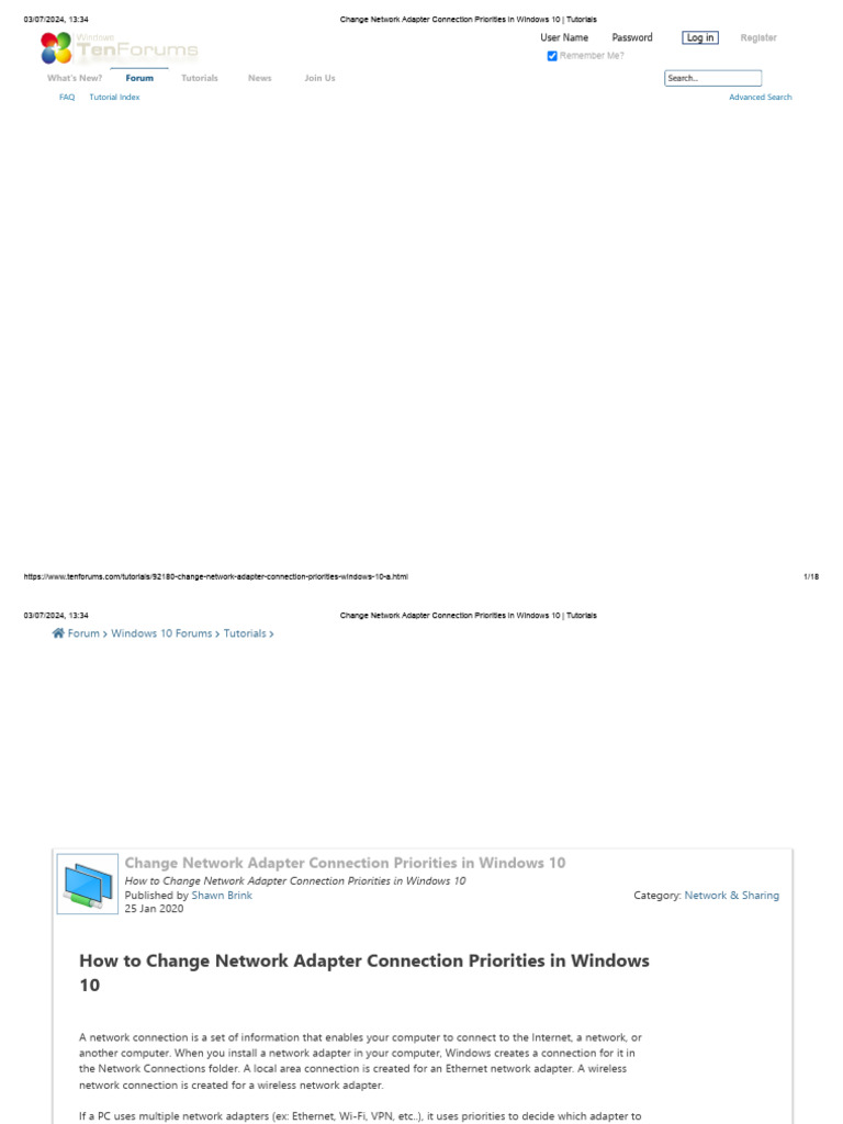 Change Network Adapter Connection Priorities in Windows 10 - Tutorials | PDF | Computer Network ...