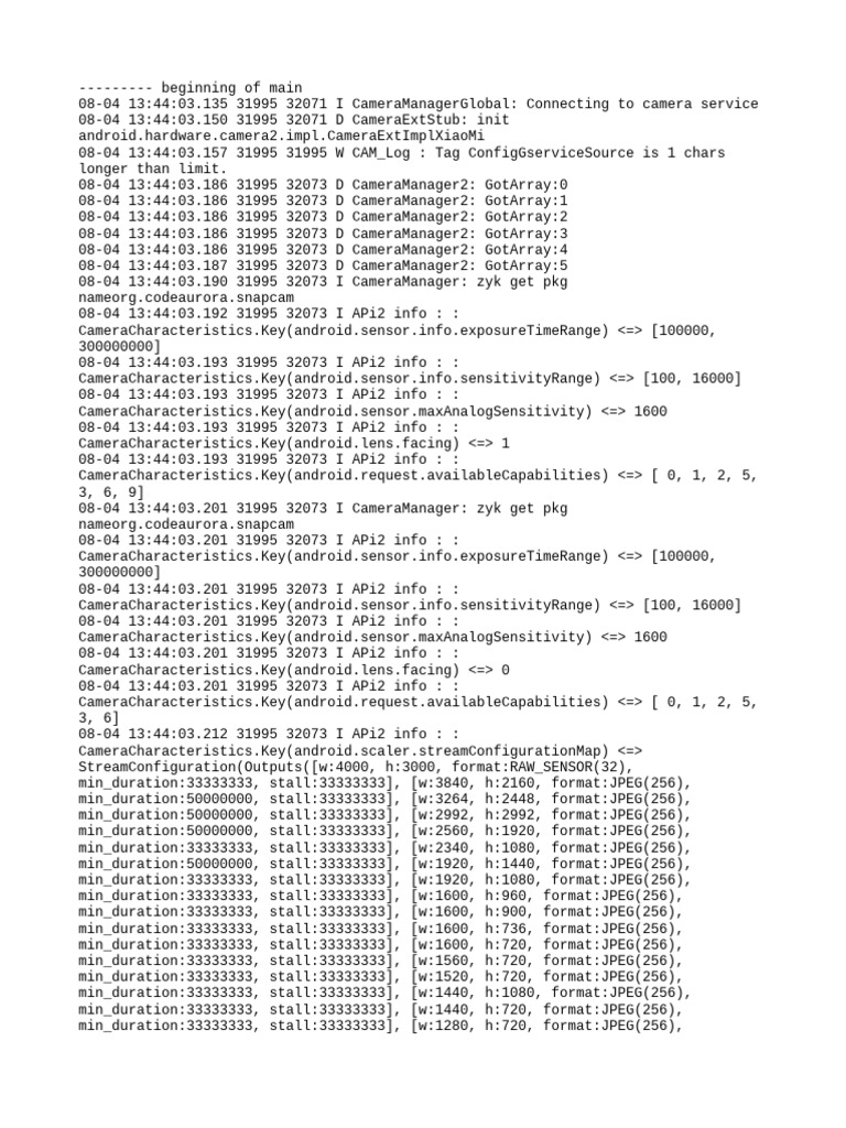 Camera Debug Log Analysis | PDF | Java (Programming Language) | Computer Programming