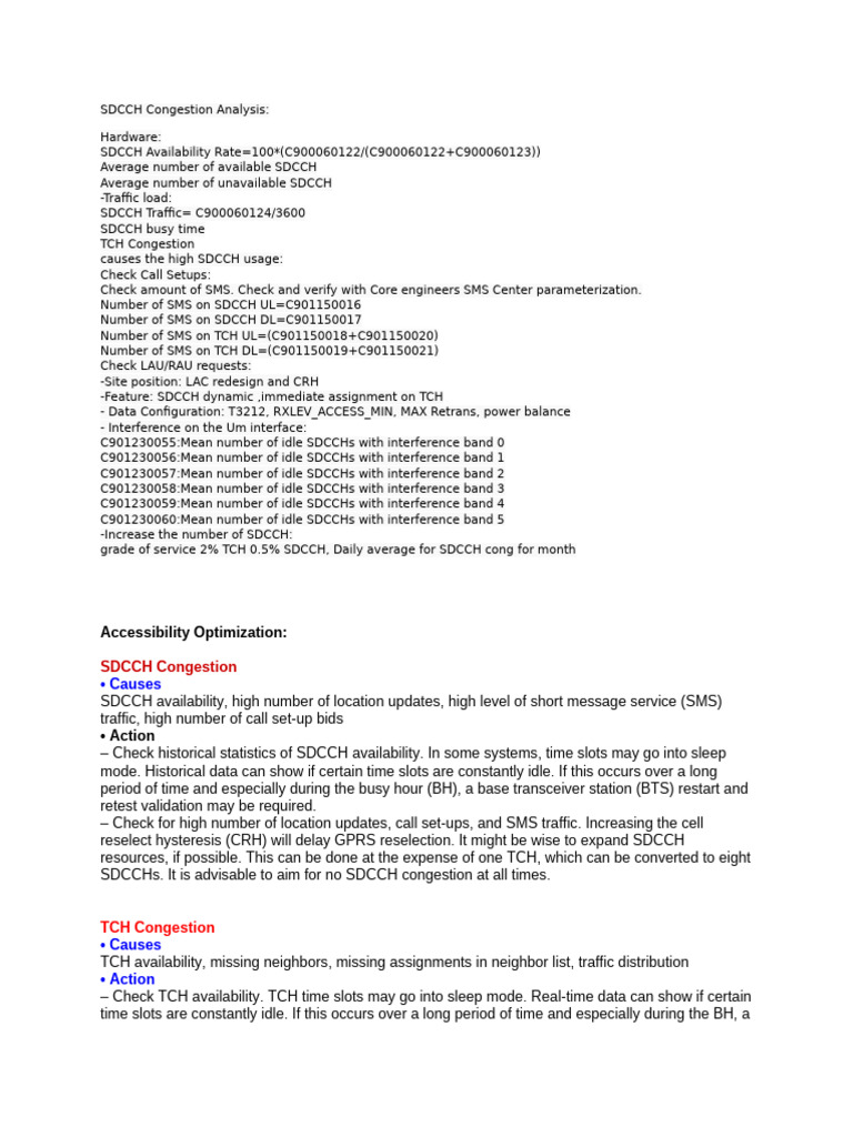 SDCCH and TCH Congestion Analysis | PDF | Cellular Network | General ...