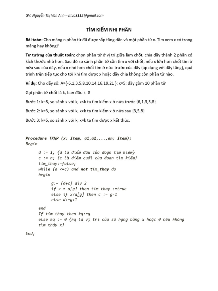09 - VO - HSG9 - 2022 - Van Dung Thuat Toan Tim Kiem Nhi Phan - DE BAI | PDF