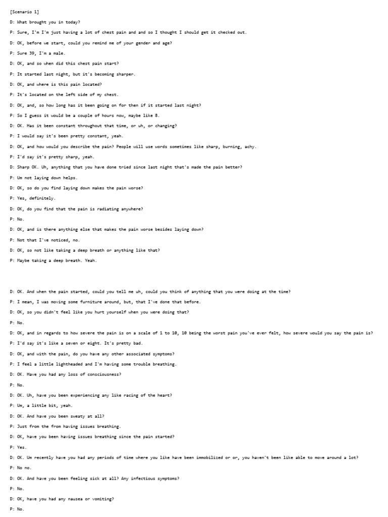 Combined Conversations With Scenarios | PDF | Nausea | Myocardial Infarction
