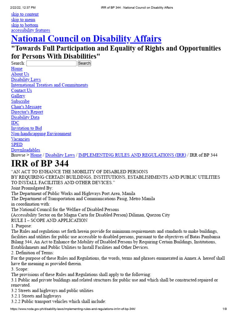 IRR of BP 344 - National Council On Disability Affairs | PDF ...