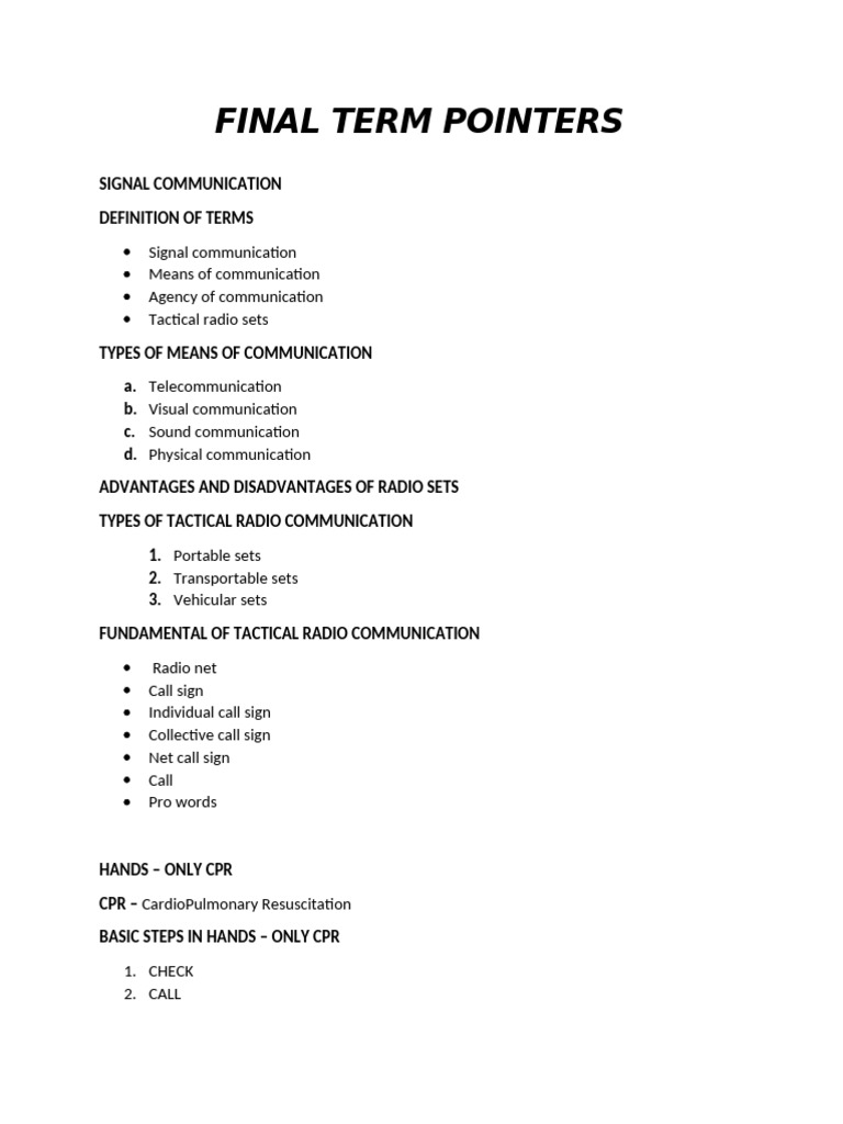 Final Term Pointers | PDF | Cardiopulmonary Resuscitation | Map