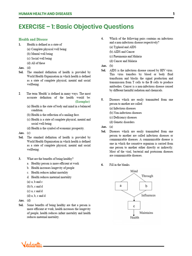 Human Health and Diseases EX-1 | PDF | Malaria | Plasmodium