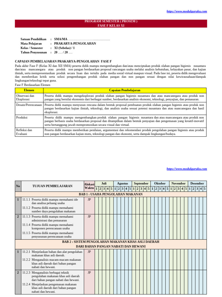Prosem Kelas 11 SMfdfdfa | PDF