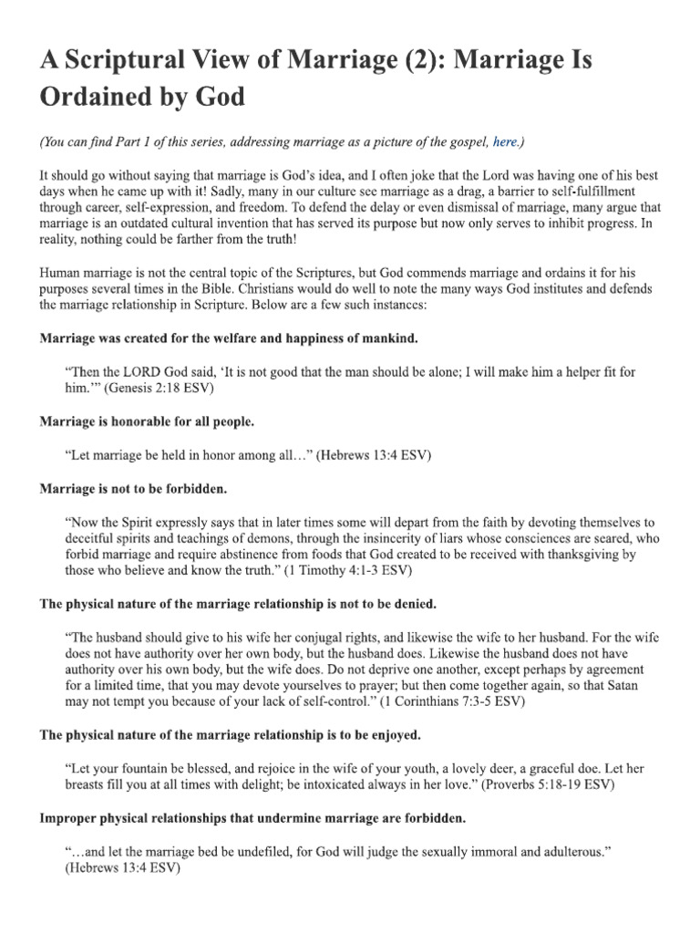 A Biblical View of Marriage | PDF