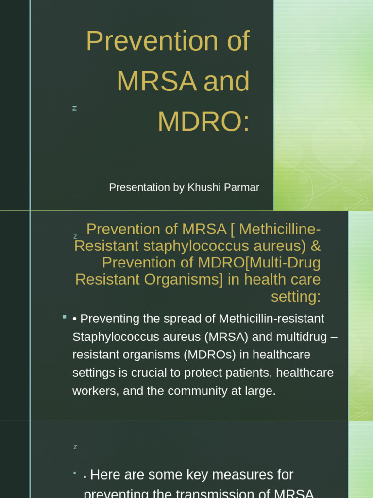Prevention of MRSA and MDRO | PDF | Methicillin Resistant Staphylococcus Aureus | Medical ...