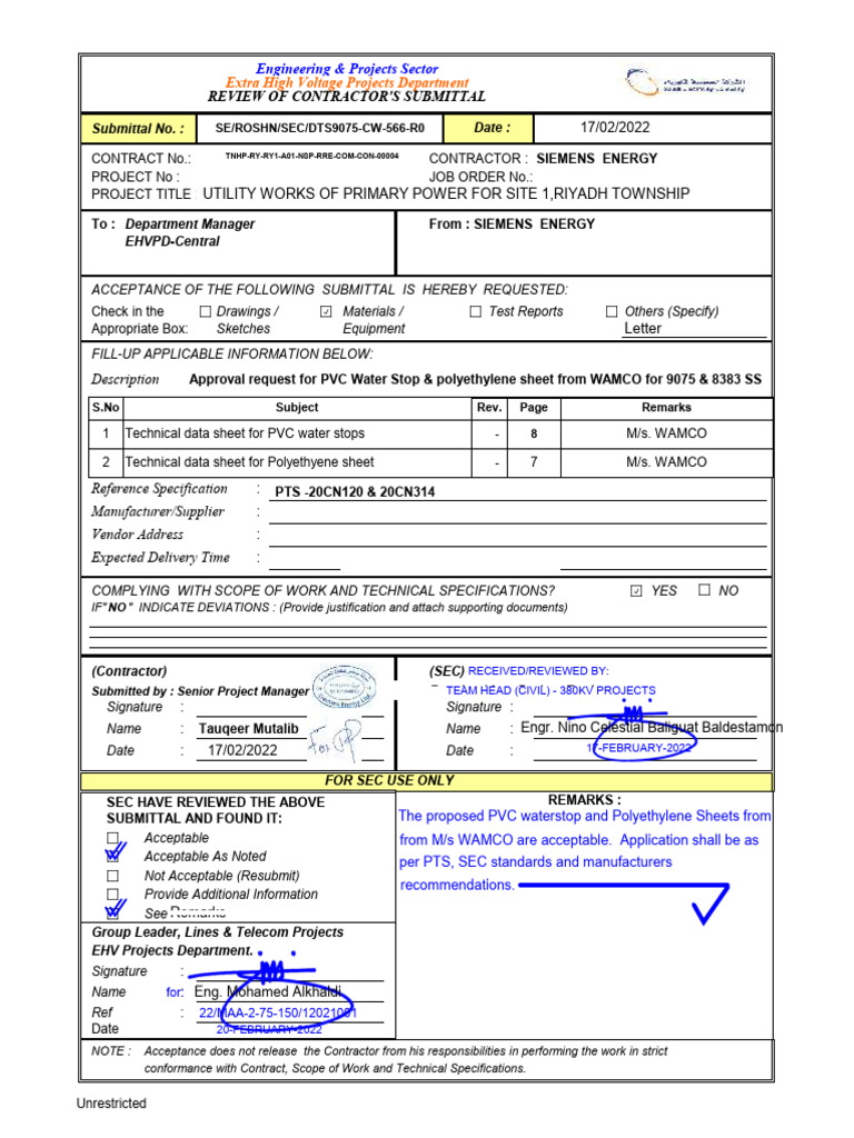 Waterstop & Polyethylene WAMCO | PDF | Specification (Technical Standard)