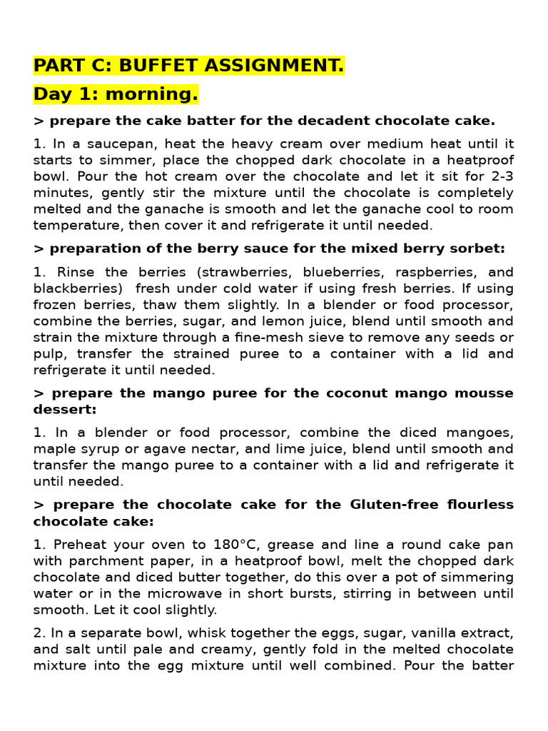 PART C Question 01 - BUFFET ASSIGNMENT - Ana, Lucas and Stanley | PDF | Cakes | Desserts