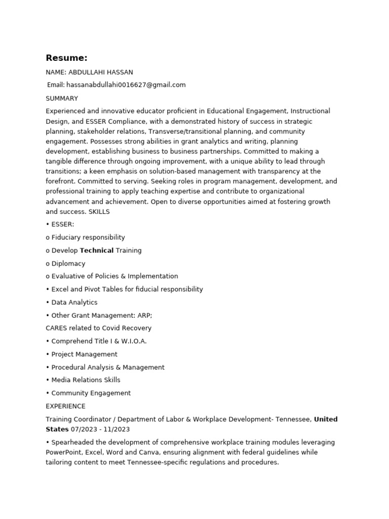 Hassan Cv Pdf Business