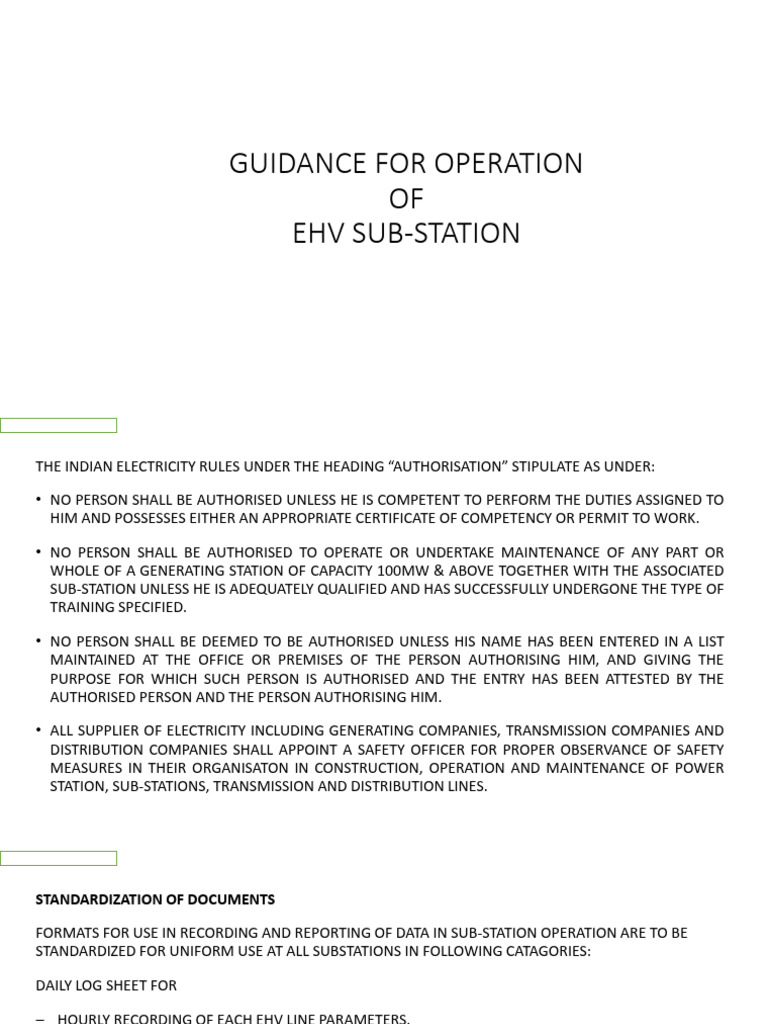 Guidance For Operation of Ehv Sub-Station | PDF | Electrical Substation | Relay