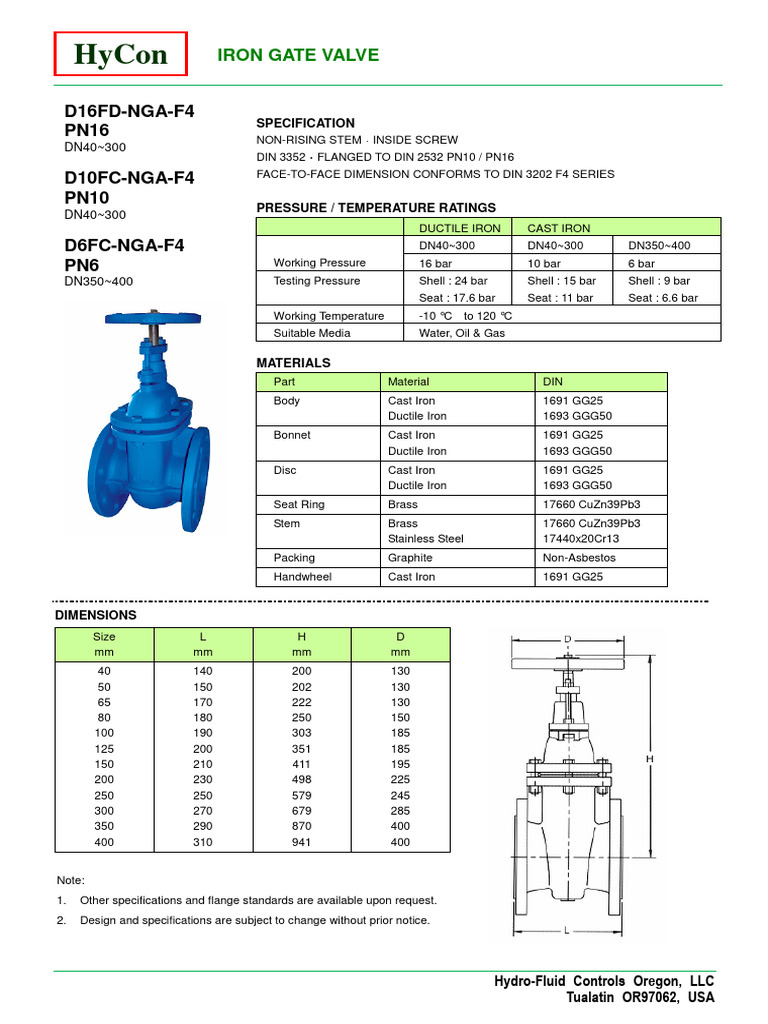 Iron Gate Valve D16FD & D10FC & D6FC-NGA-F4 | PDF | Metals | Building Engineering