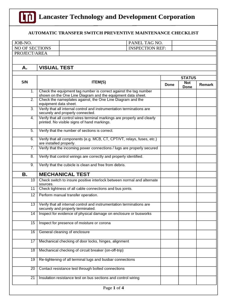 ATS Test Report 34 | PDF | Relay | Switch