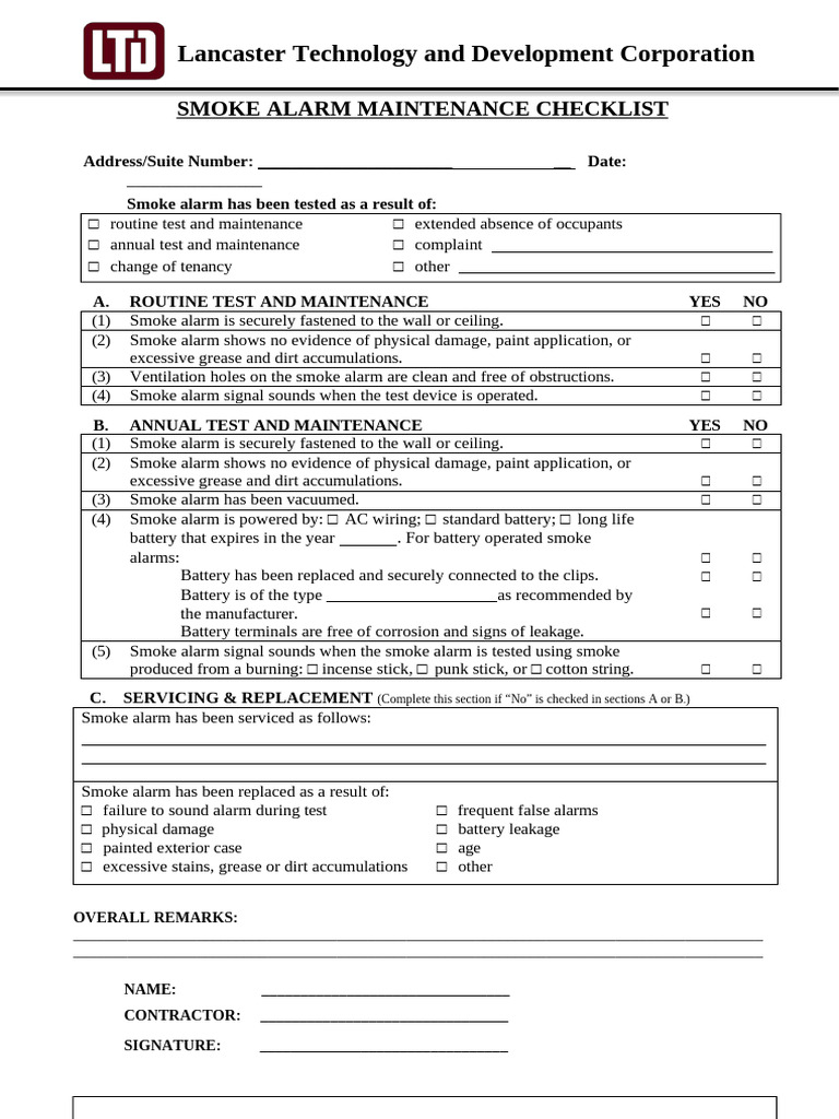 Lancaster Technology and Development Corporation: Smoke Alarm ...