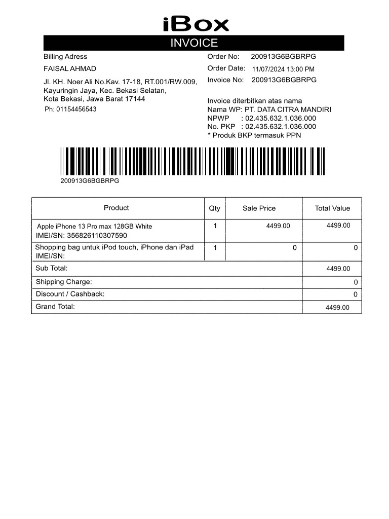 Ibox Iphone Invoice PDF | PDF | Mobile Phones | Mobile Computers