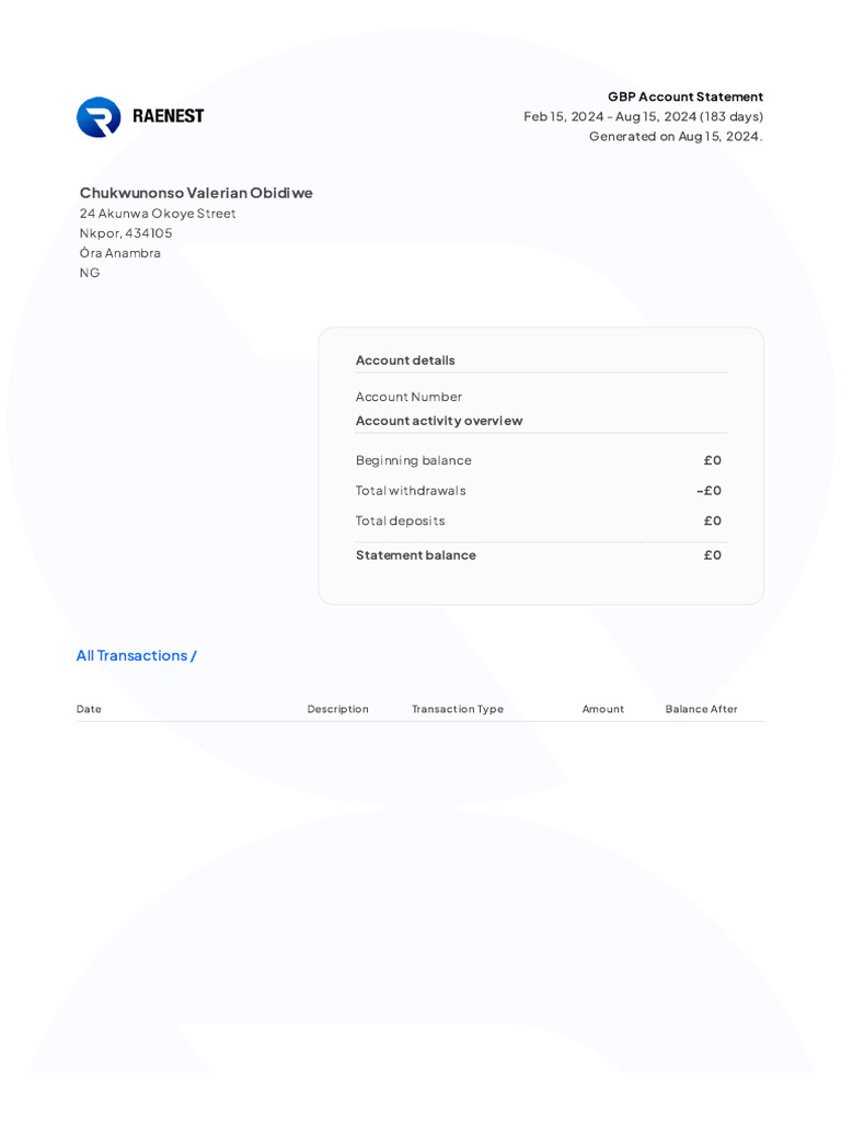 CHUKWUNONSOGBP Account Statement | PDF | Receipt | Banking