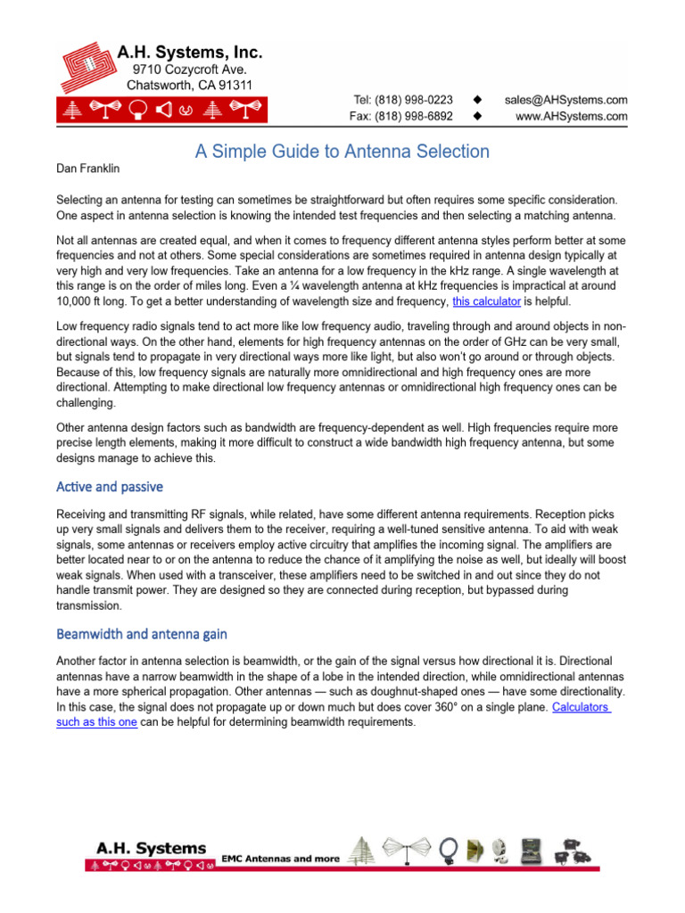 Antenna Selection for Test Engineers | PDF | Antenna (Radio ...