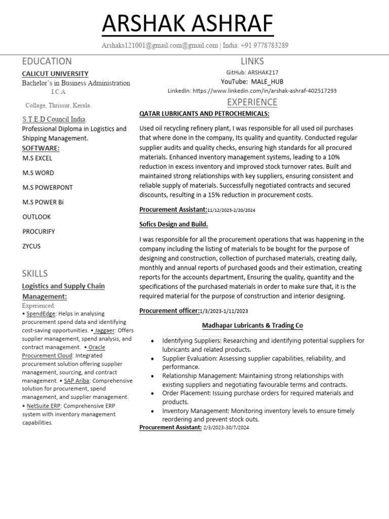 Logistics and Procurement Expertise | PDF | Procurement | Supply Chain