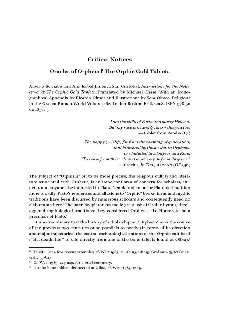 Orphism - Oracles of Orpheus Review | PDF | Orpheus