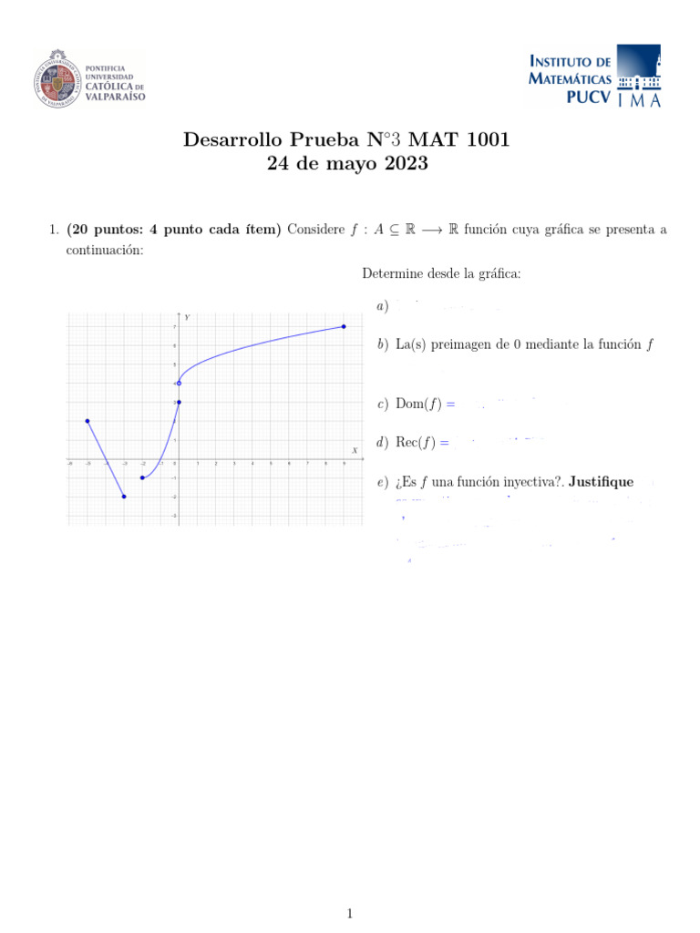 Prueba 3 - Funciones | PDF | Función (Matemáticas) | Análisis