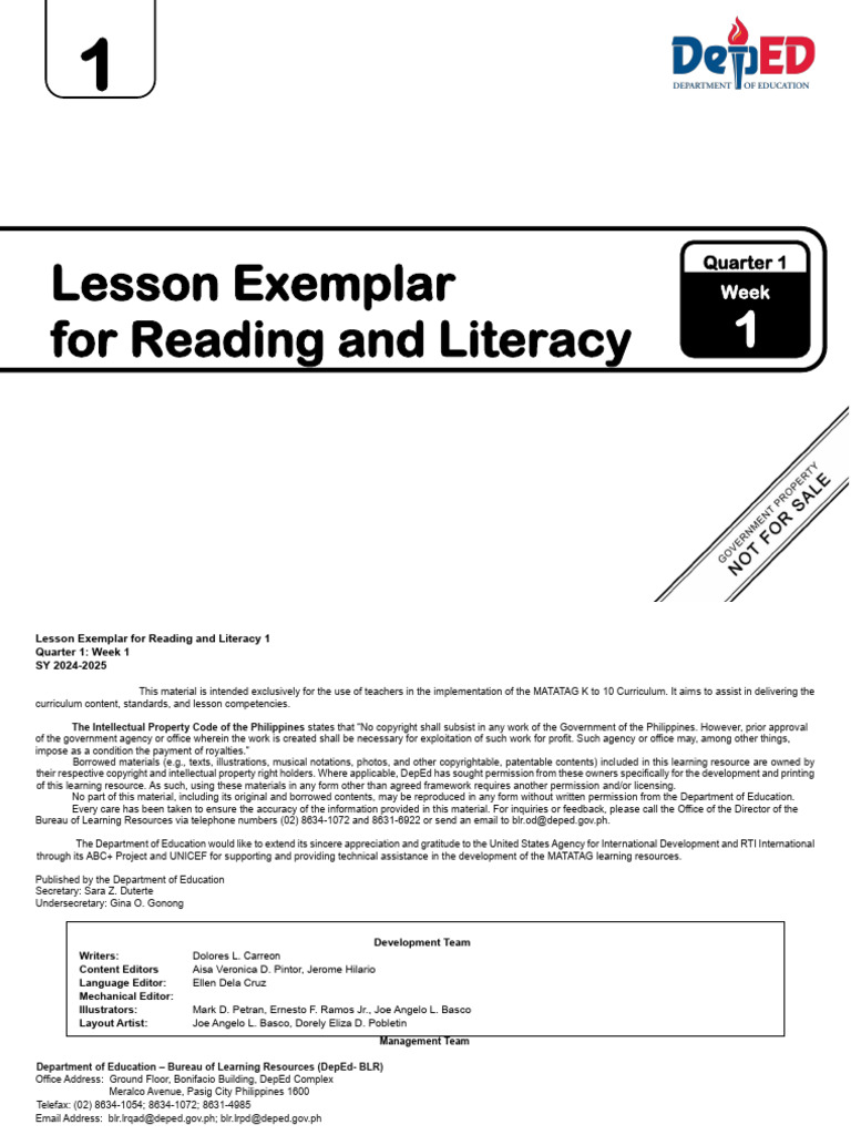 Grade 1 Reading Lesson Plan: Week 1 | PDF | Copyright | Human Communication