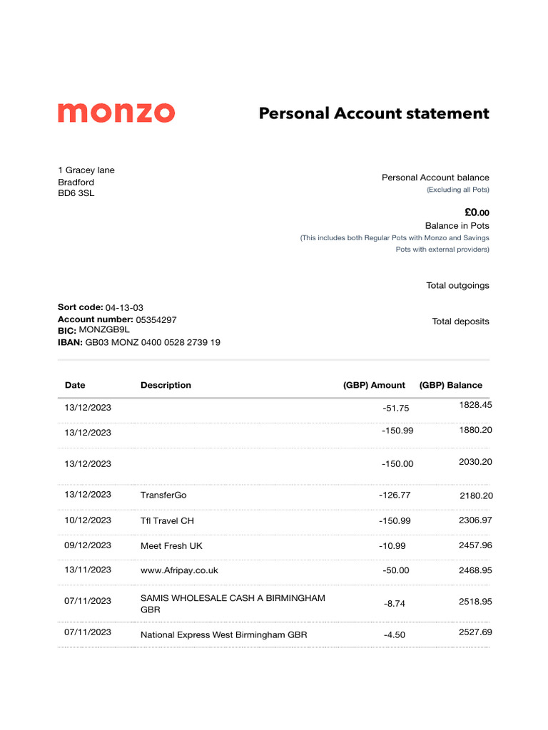 Monzo | PDF | Deposit Account | Personal Finance