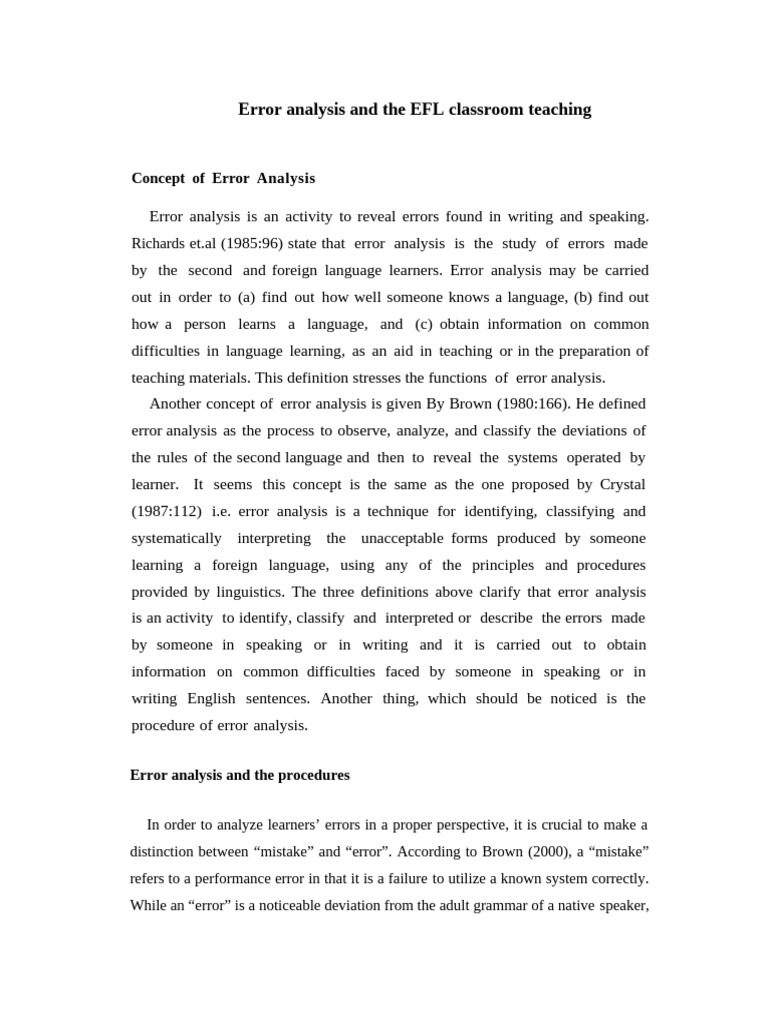 Error Analysis in EFL Teaching | PDF | Error | Second Language