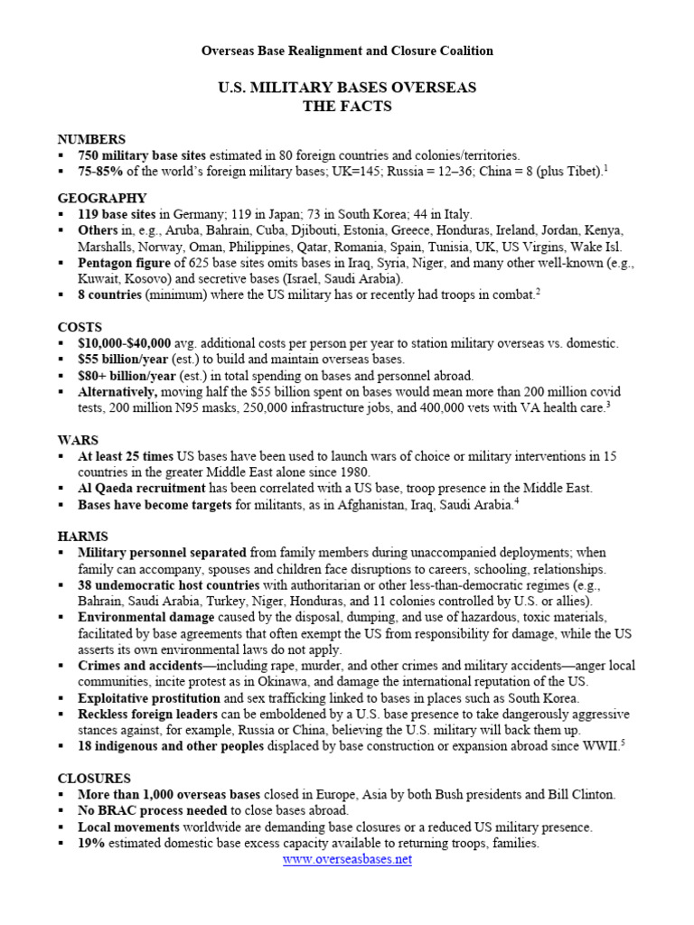 U.S. Overseas Military Bases Overview | PDF | The United States ...