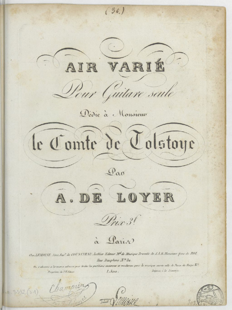Air Variee Pour La Guitare (4 Variaciones) - Antoine de Lhoyer (1768-1852) | PDF