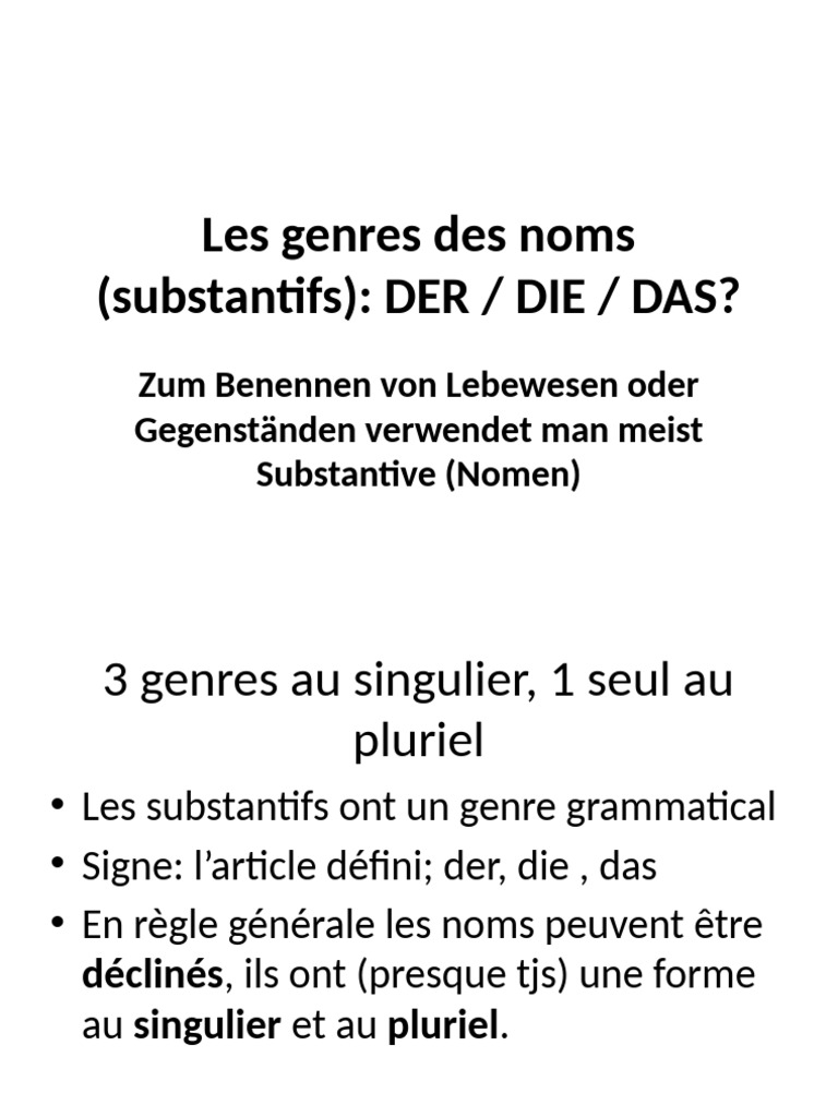 Le Genre Des Noms Et Pluriel | PDF