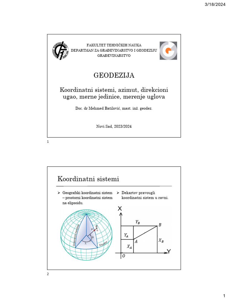 2 GE Azimut Direkcioni-Ugao Merne-Jedinice Merenje-Uglova | PDF