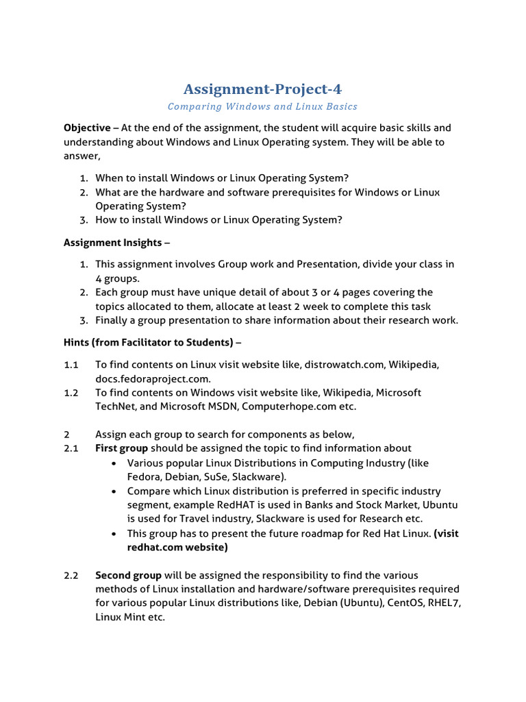 Assignment Projects 4 JKDNA | PDF | Linux | Microsoft Windows
