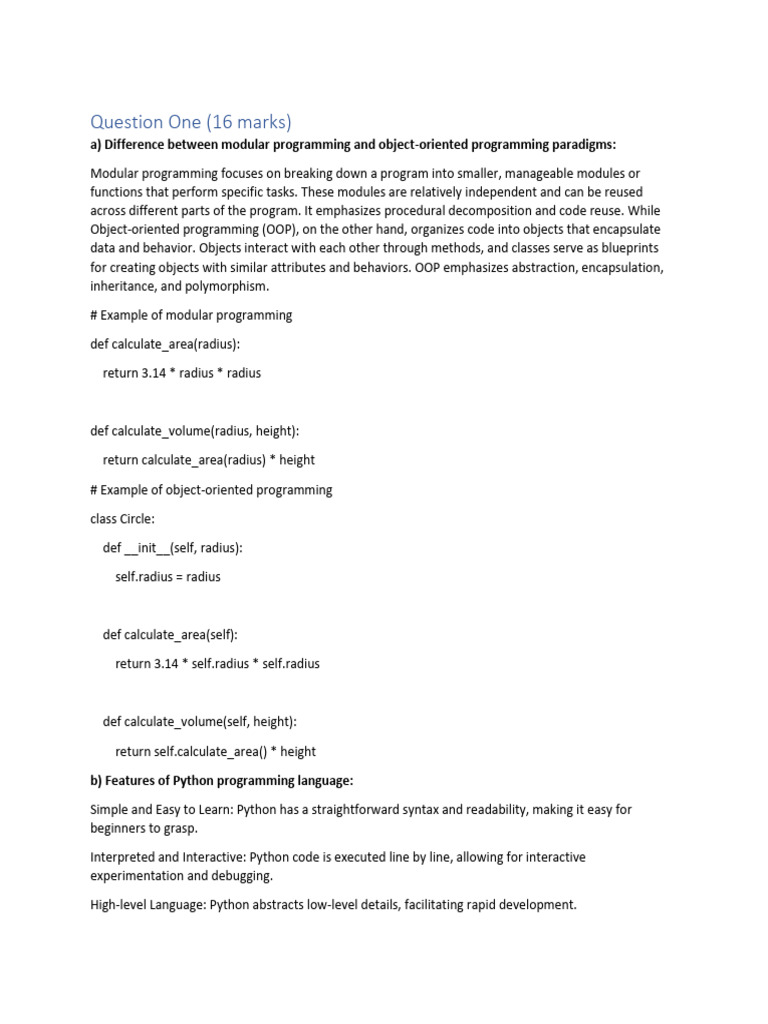 COE 301 - 2022-2023 Answers | PDF | Object Oriented Programming | Modular Programming