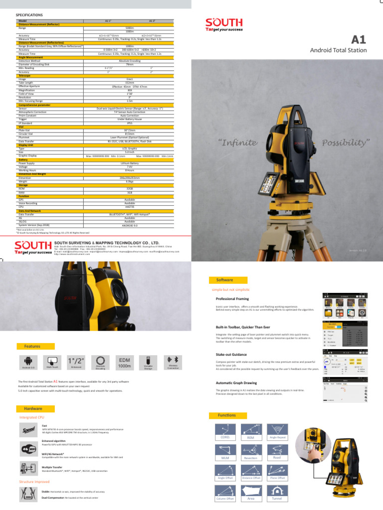 South A1 Total Station Overview | PDF | Computer Hardware | Computer ...