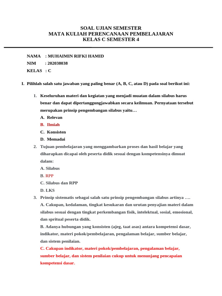 Soal Ujian Pembelajaran | PDF | Karier & Perkembangan | Seni